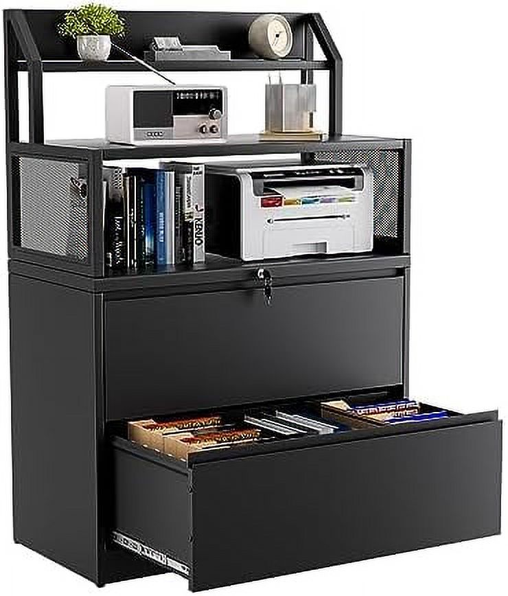 Lateral File Cabinet with Lock, 2 Drawer File Cabinet for Home and ...
