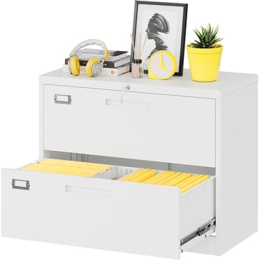Rolling 2-Drawer Wood File Cabinet, Large Mobile Lateral Filing Cabinet ...