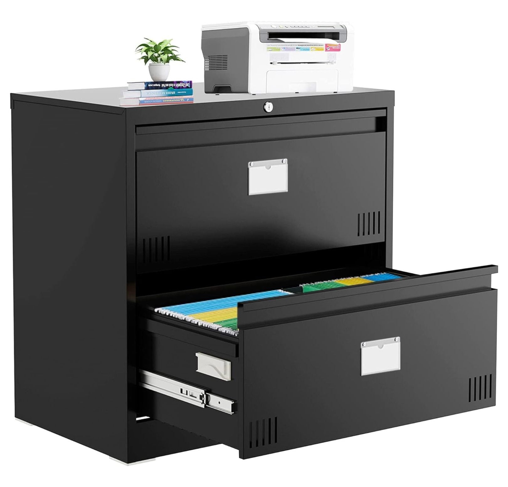 Lateral File Cabinet with Lock, 2 Drawer Large Vertical Filing Cabinet ...