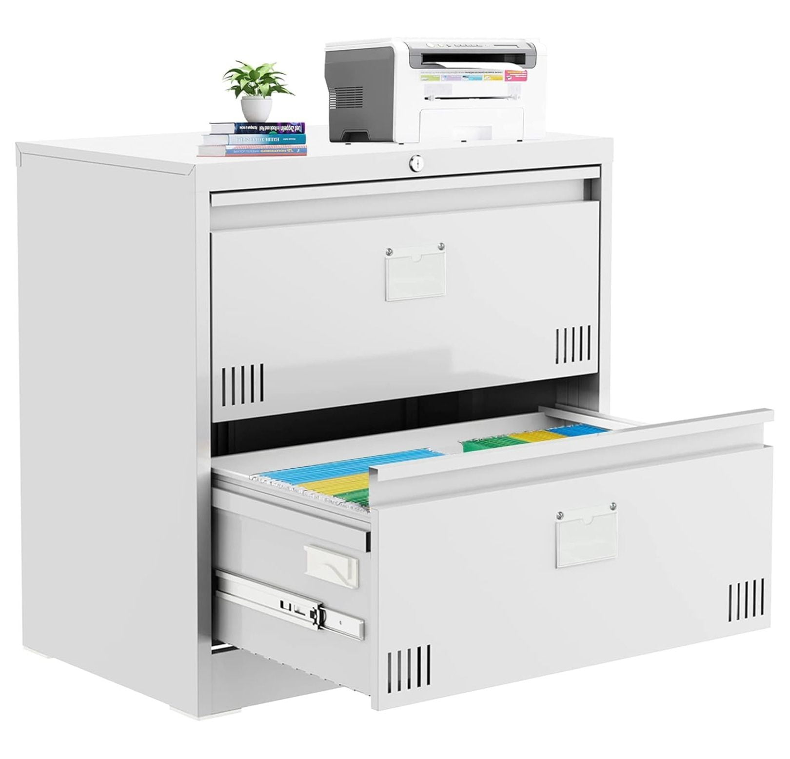 Lateral File Cabinet with Lock, 2 Drawer Metal File Cabinets for Home ...