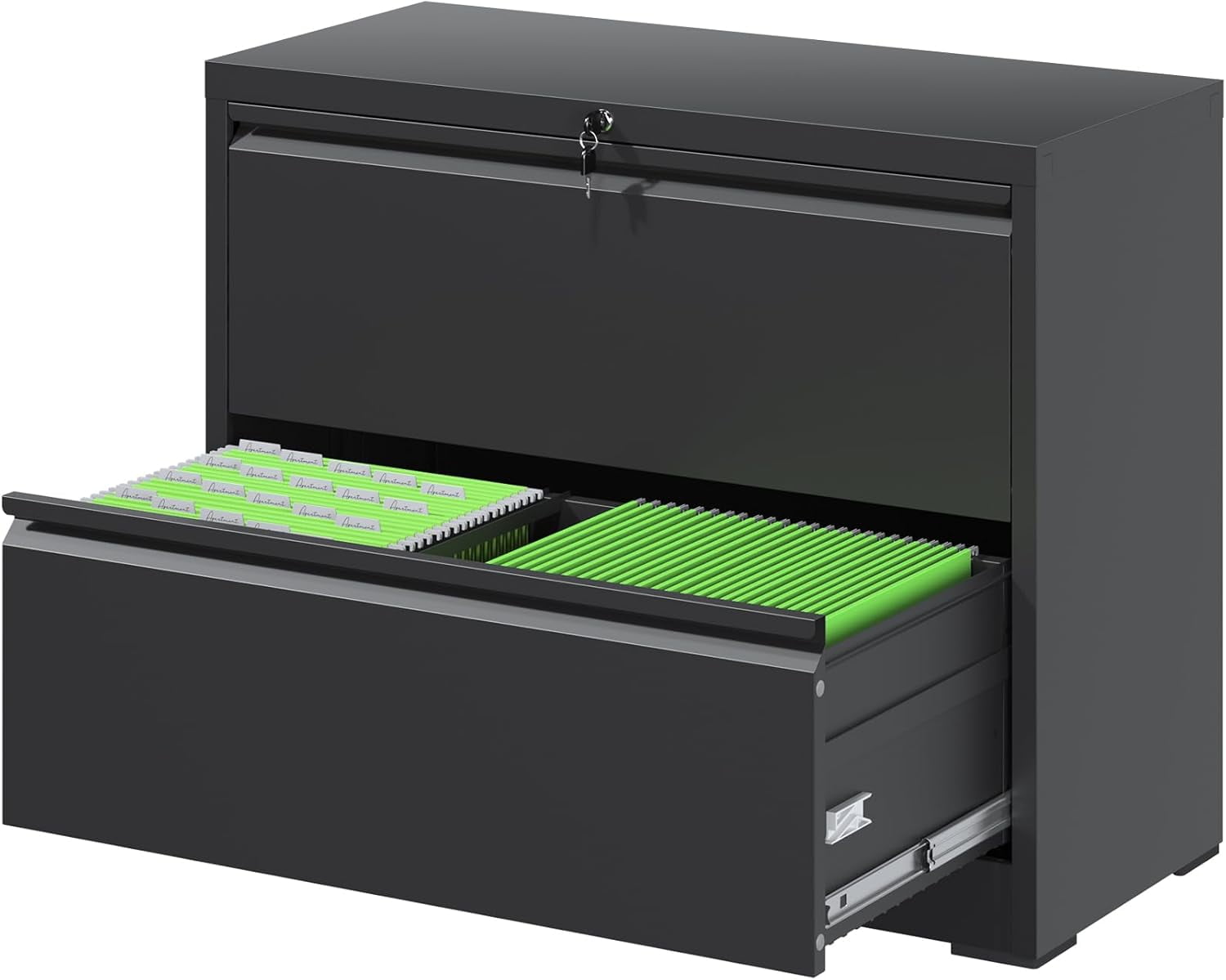 Lateral File Cabinet with Lock, 2 Drawer Metal Filing Cabinet, File ...