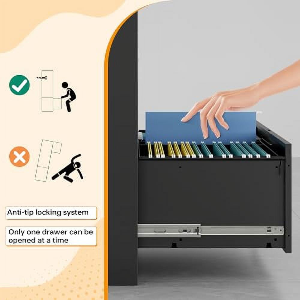 Lateral File Cabinet with Lock 2 Drawer Metal Filing Cabinet, Lateral ...