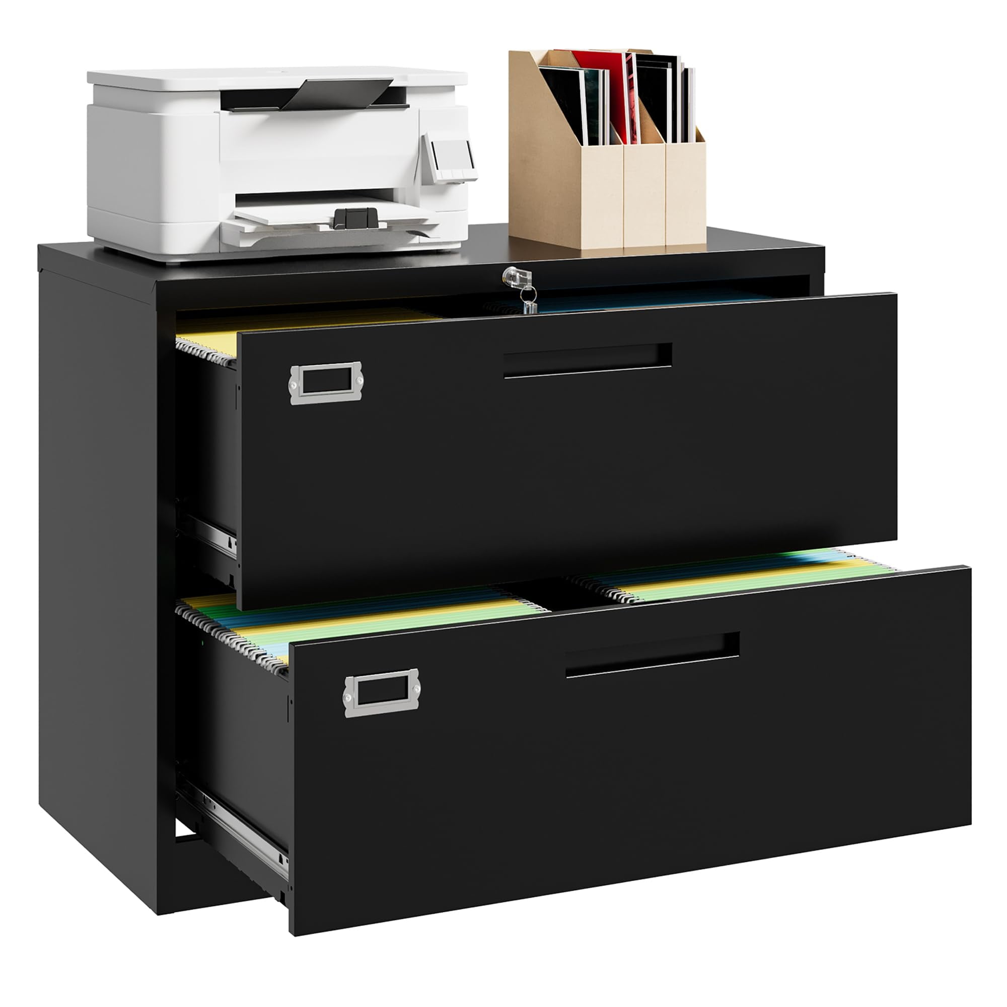 Lateral File Cabinet with Lock 2 Drawer Metal Filing Cabinet, Lateral ...