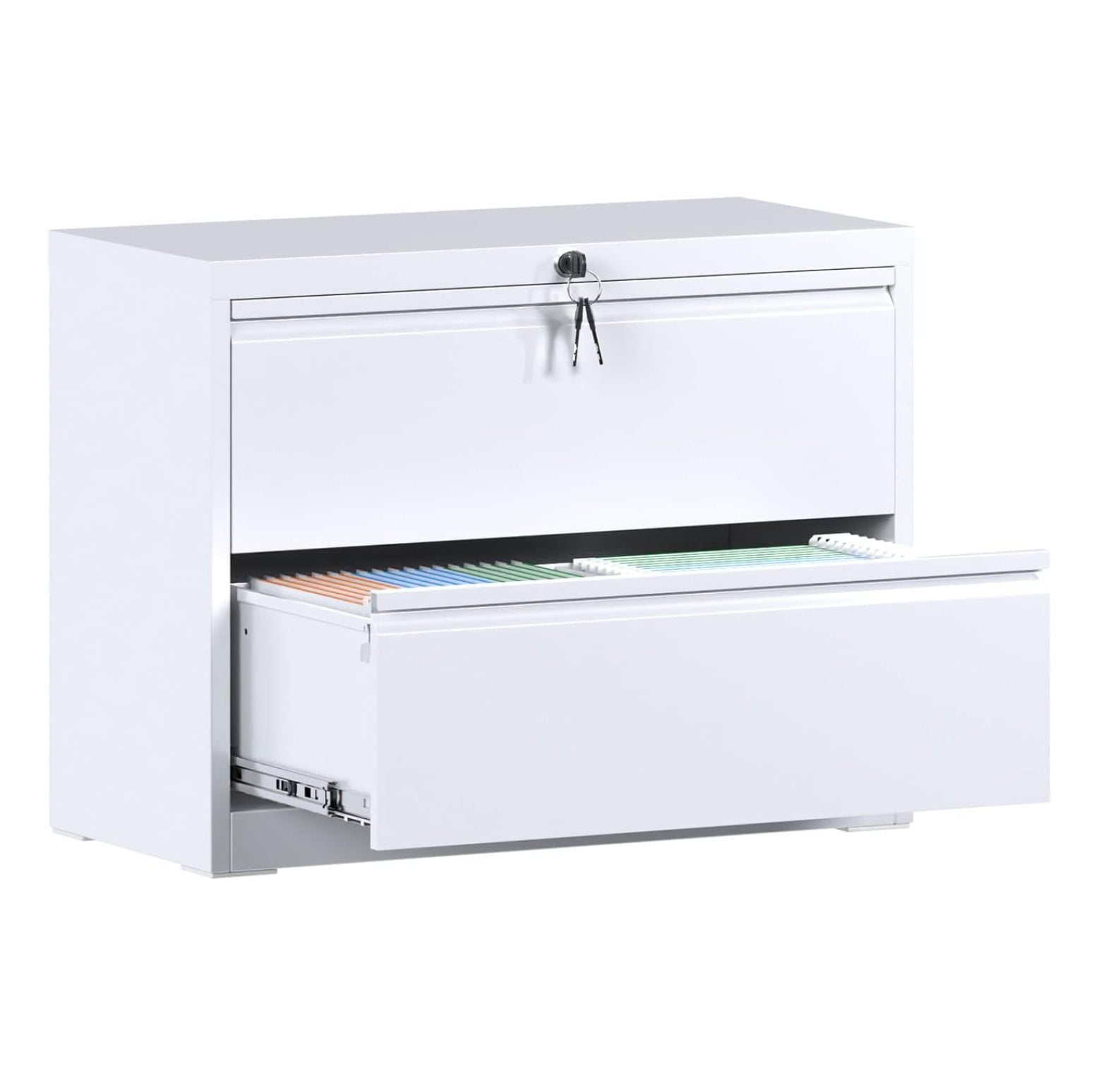 Lateral File Cabinet with Lock,2 Drawer Metal Wide Filing Organization ...