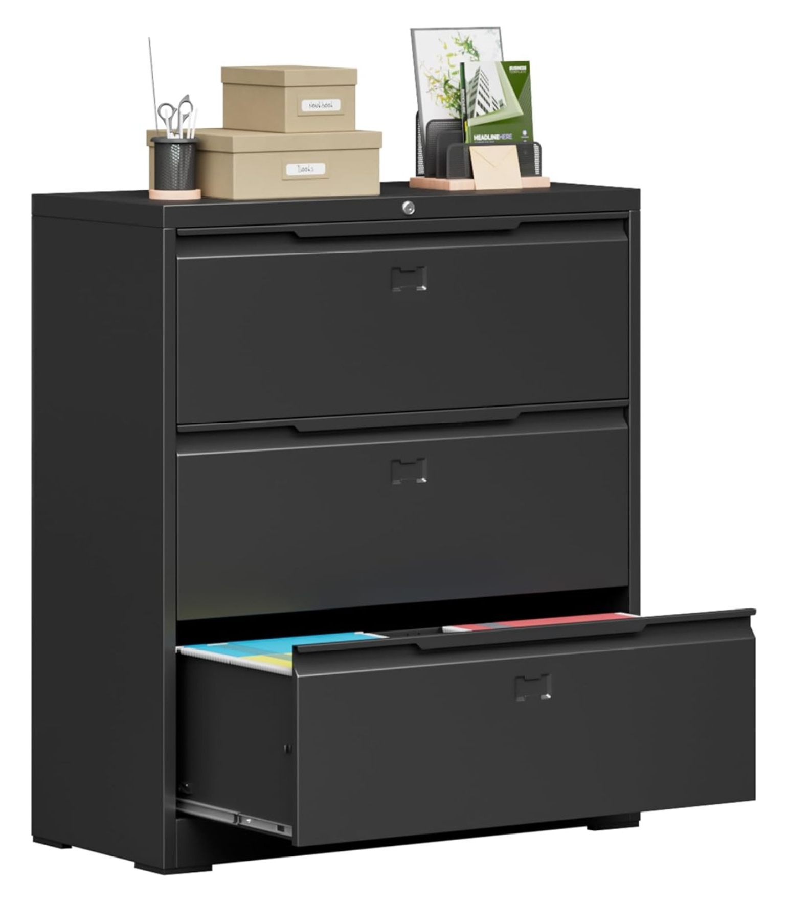 Lateral File Cabinet with Lock, 3 Drawer Lateral Filing Cabinet for ...