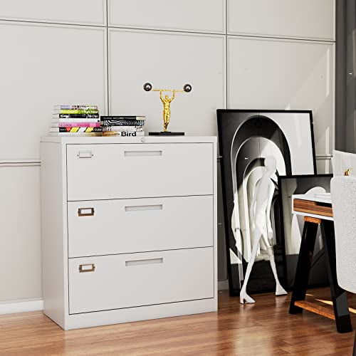 Lateral File Cabinet with Lock, 3 Drawer Large Metal Filing Cabinet ...