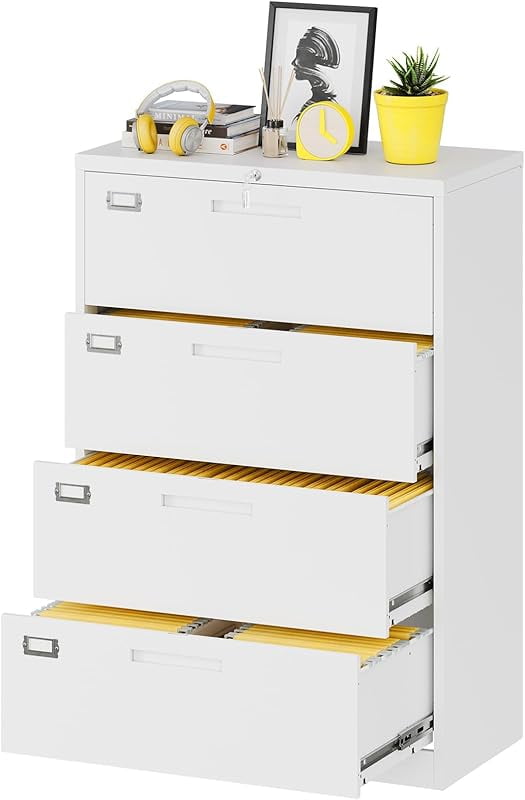 Lateral File Cabinet with Lock, 3 Drawer Large Metal Filing Cabinet ...