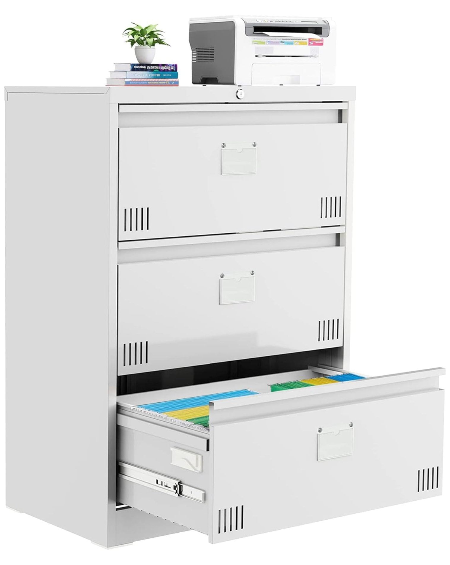 Lateral File Cabinet with Lock, 3 Drawer Large Vertical Filing Cabinet ...