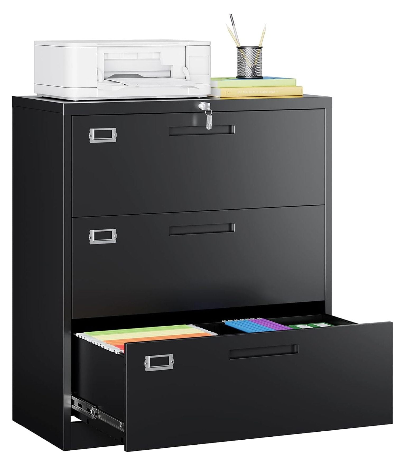 Lateral File Cabinet with Lock, 3 Drawer Lateral Filing Cabinet, Large ...
