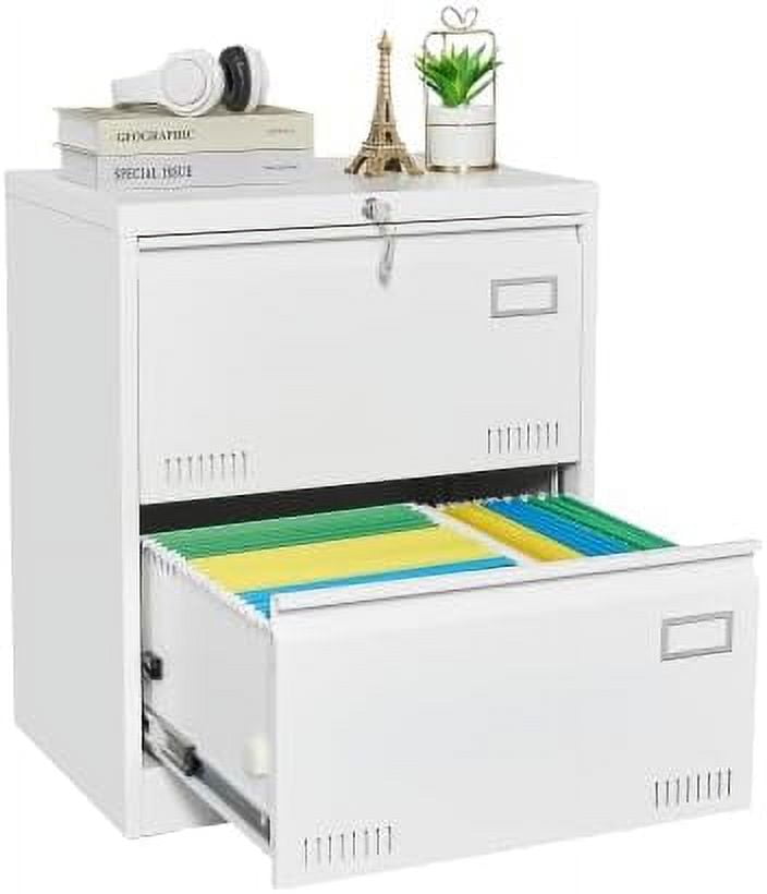 Lateral File Cabinet with Lock, Metal Filing Cabinet with Card Holder ...