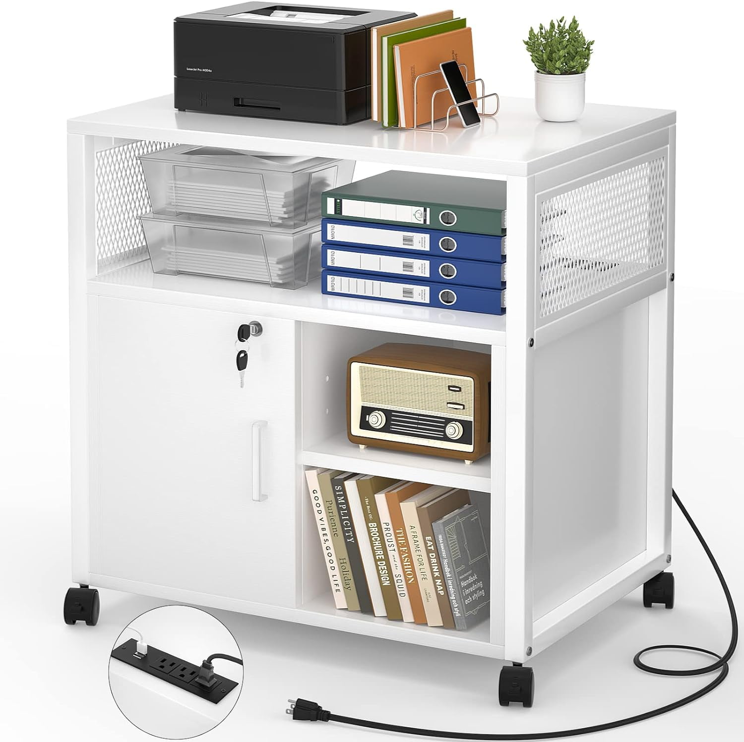Lateral File Cabinet, Locking Office Filing Cabinets with Socket and ...