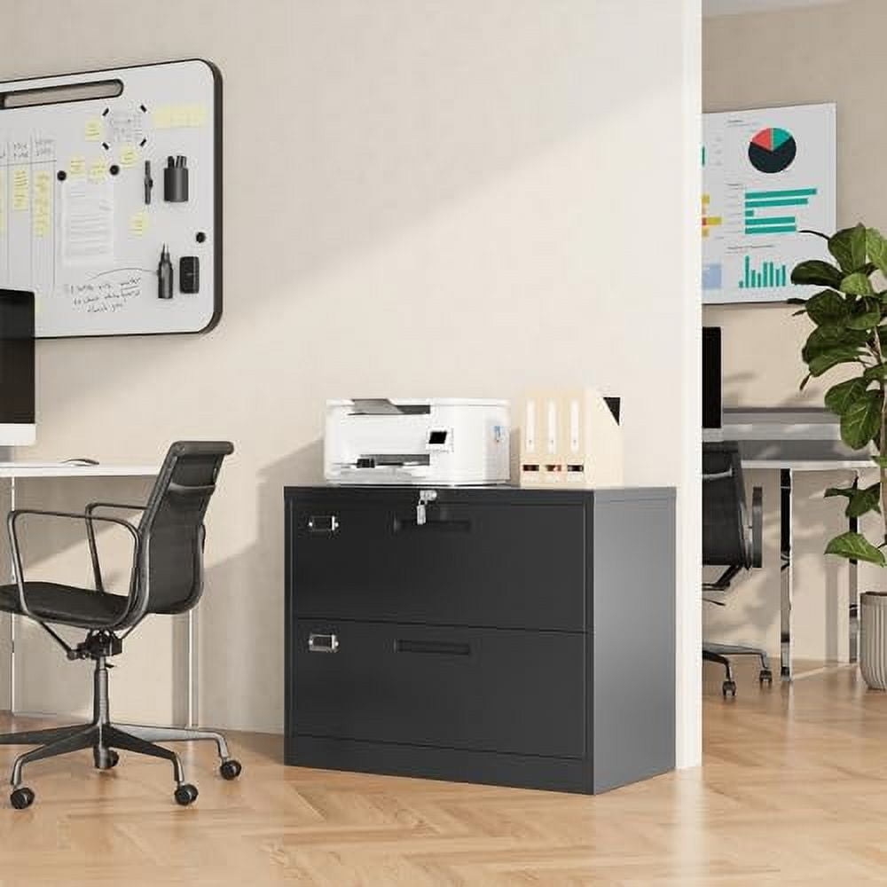 Lateral File Cabinet, Metal Filing Cabinet with Lock, 2 Drawer File ...