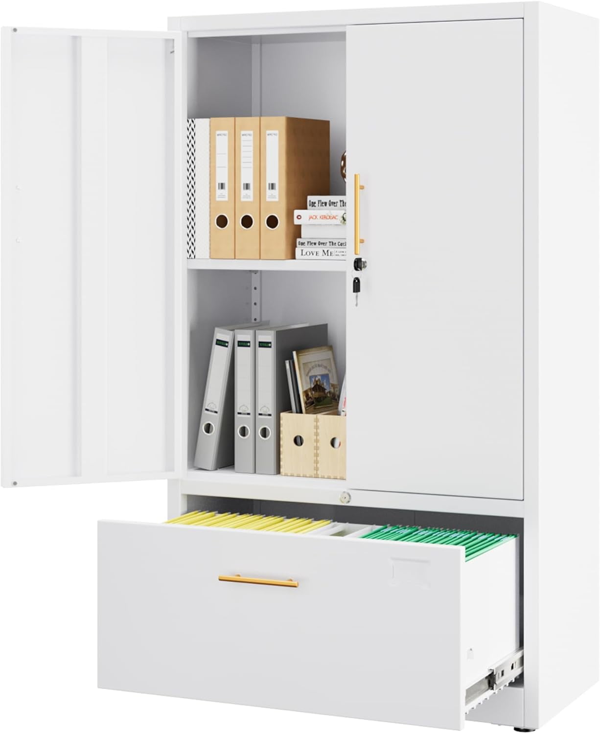Lateral File Cabinet, Metal Storage Cabinet with Locking Drawers and ...