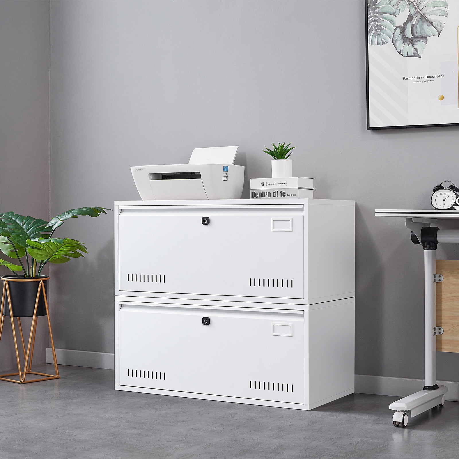 Lateral File Cabinet With Digital Password Keyboard 17.7" Wide Metal ...