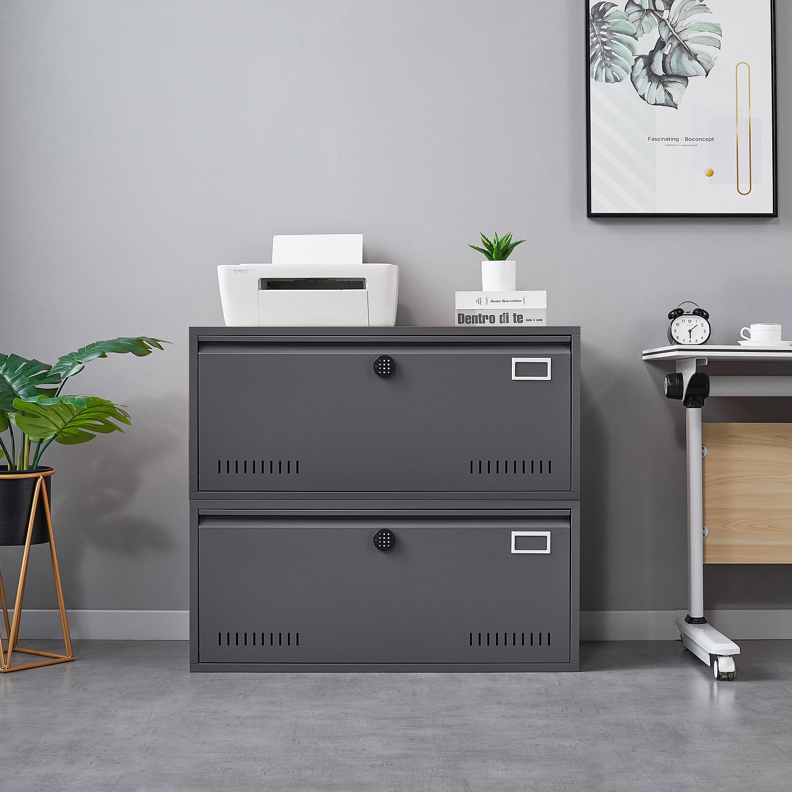 Lateral File Cabinet With Digital Password Keyboard 17.7" Wide Metal ...