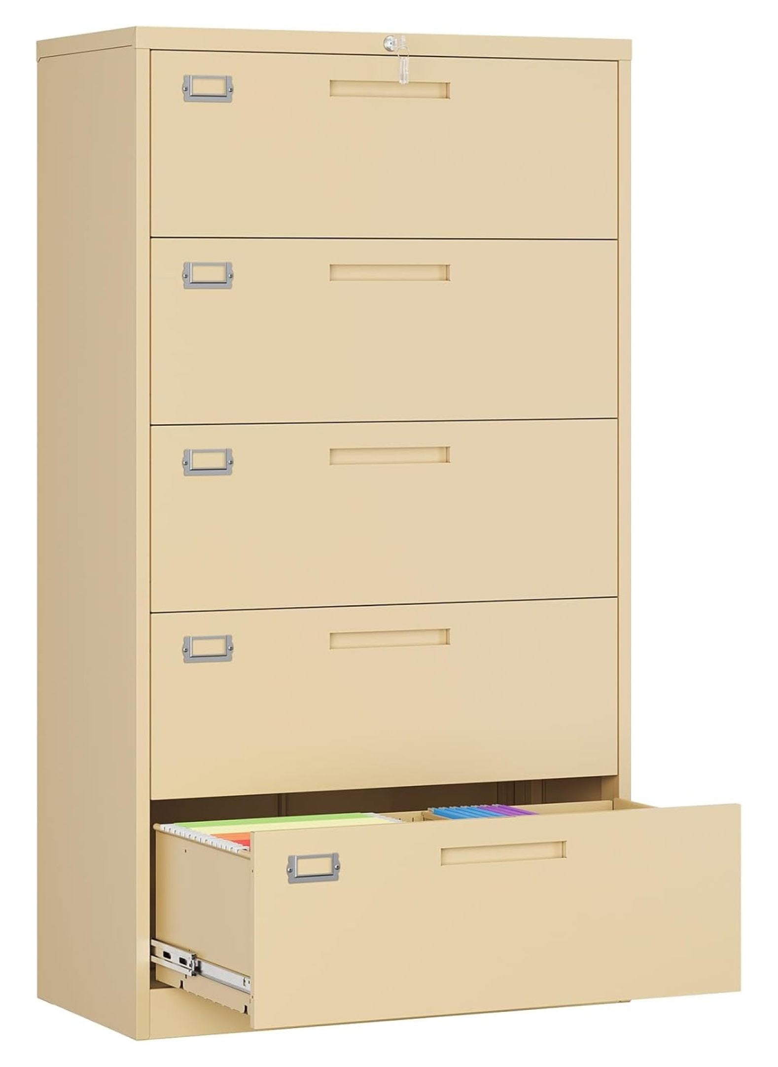 Lateral File Cabinet with Lock, 5 Drawer Metal File Cabinets 35.4" Wide ...