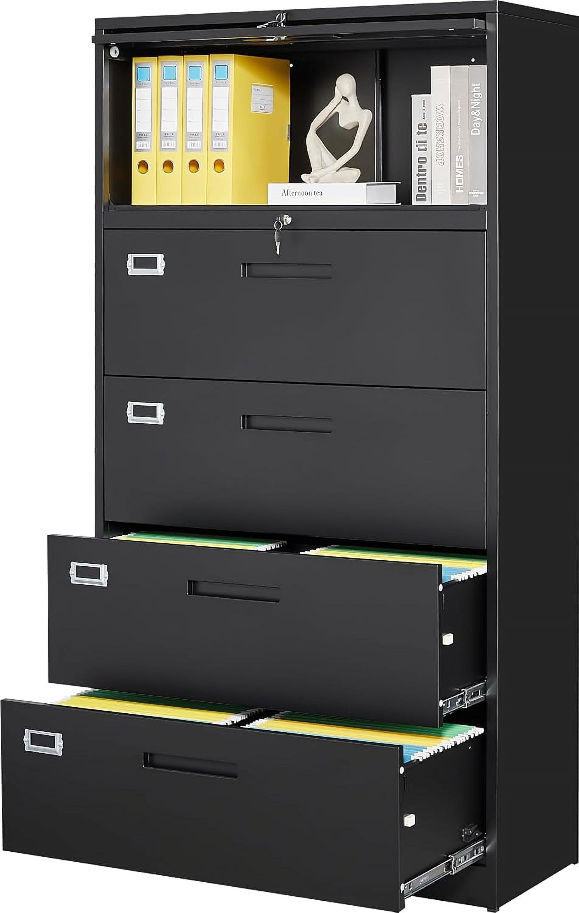 Lateral File Cabinet with Lock, Metal Filing Cabinet, Lockable Storage ...