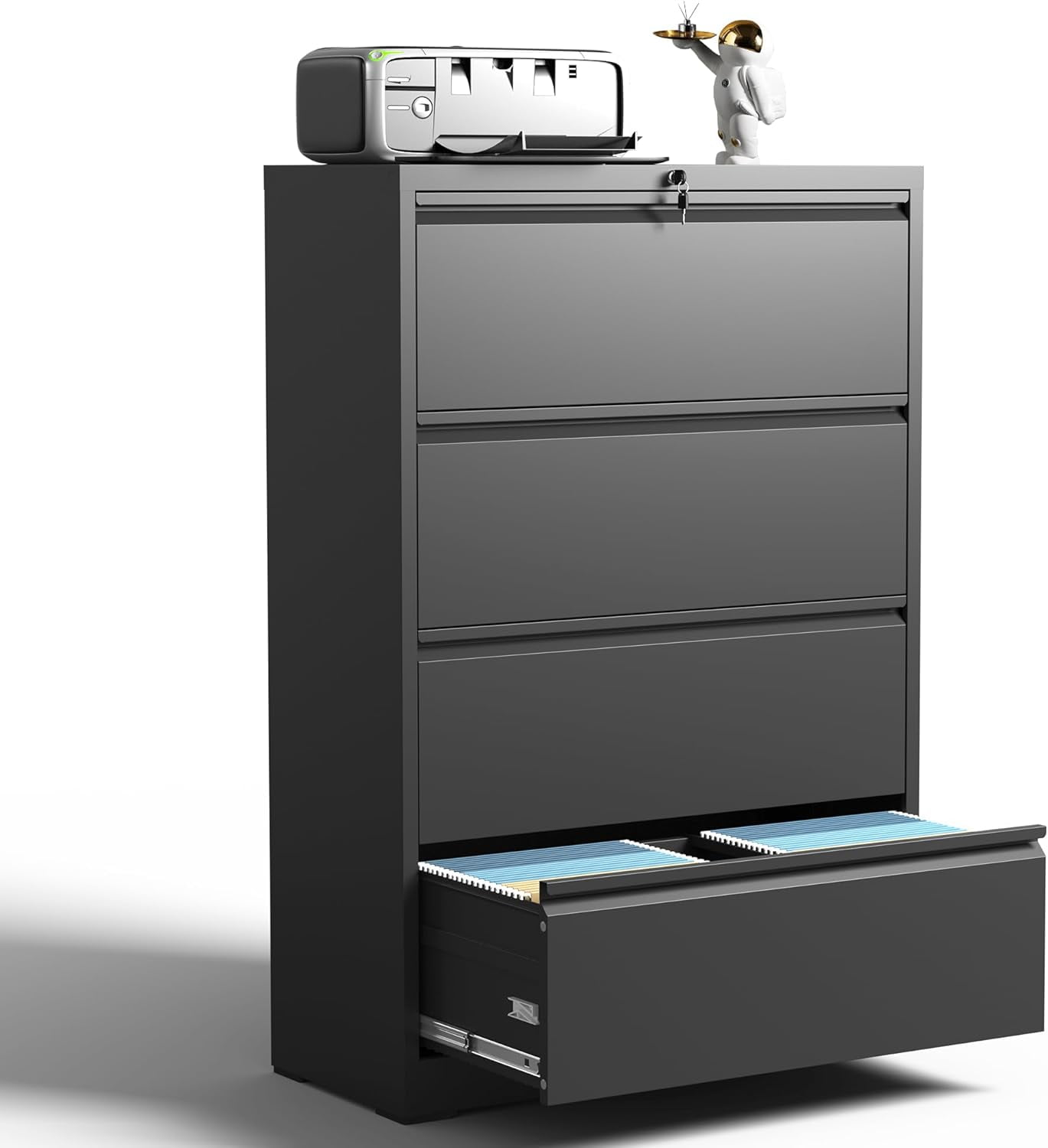 Lateral File Cabinet with Lock, Metal Filing Cabinet for Home Office ...