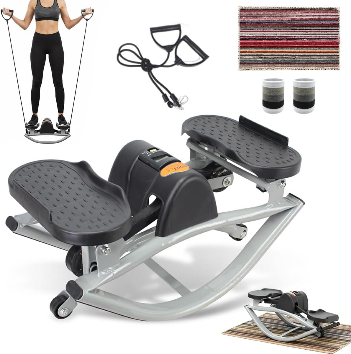 Lateral Rocking Fitness Stepper Home Workout Machine, Low-Impact Side ...