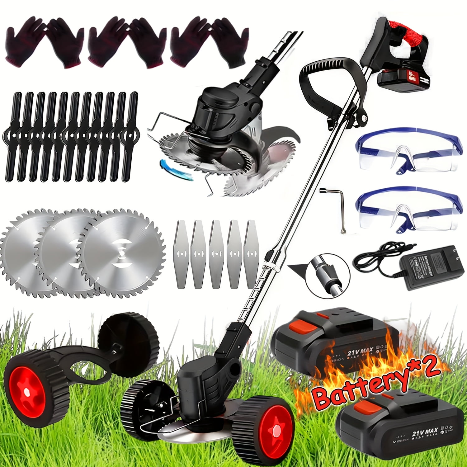 Latest Home Mini Portable Electric Lawn Mower - 24Vwith 2 7500mAh ...