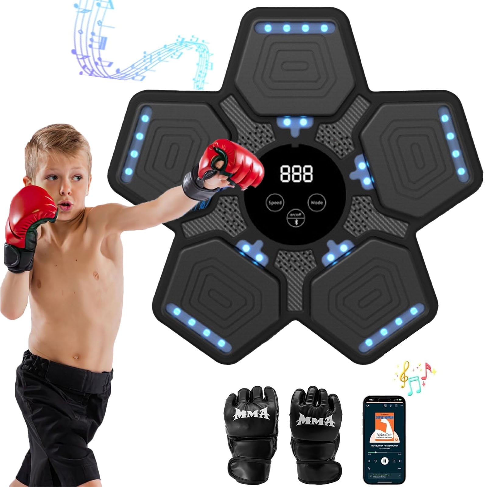 FAMKIT Music Boxing Machine, Smart Boxing Plate Wall Mounted with 5 ...