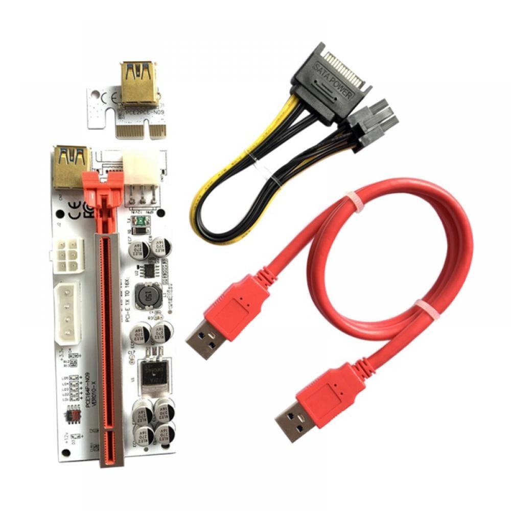 Latest PCI-E GPU Riser Express, Cable 16X to 1X (6pin / MOLEX/SATA ...