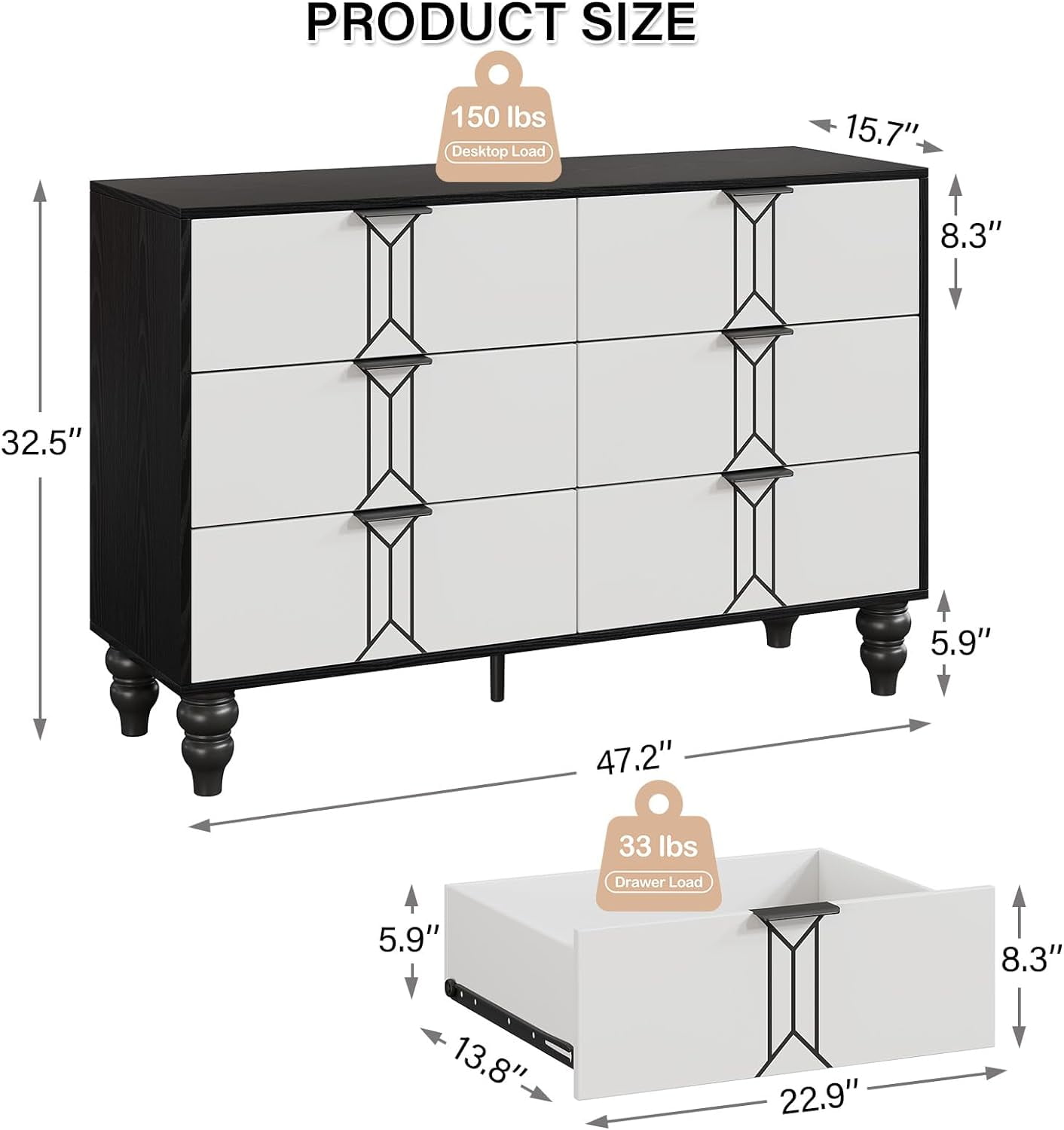 Latest Trends Elegant Antique 6-Drawer Dresser – Versatile Storage ...