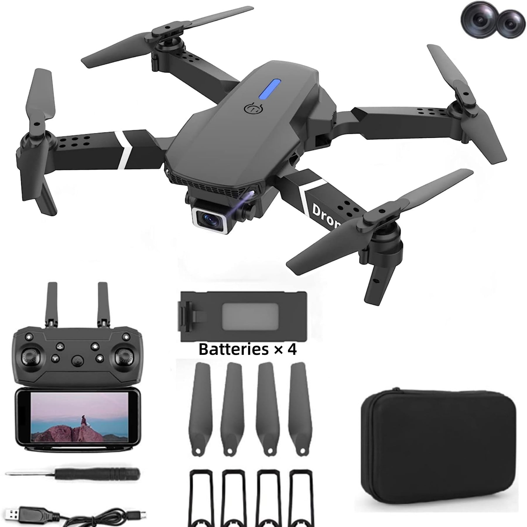 E88 Pro RC Drone: Waterproof, Dual Camera, 4K Rotation, Wide Angle FPV ...