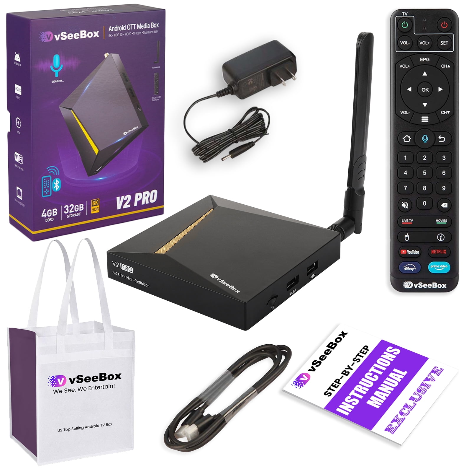 Latest vSeeBox V2 Pro Easy Setup with Built-in Voice Control | Includes ...
