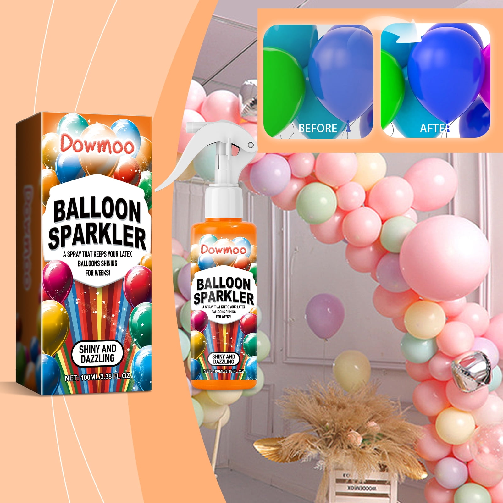 Latex Balloon Shine Spray – Instant Gloss & Long-Lasting Protection for Party Decorations, Quick ...