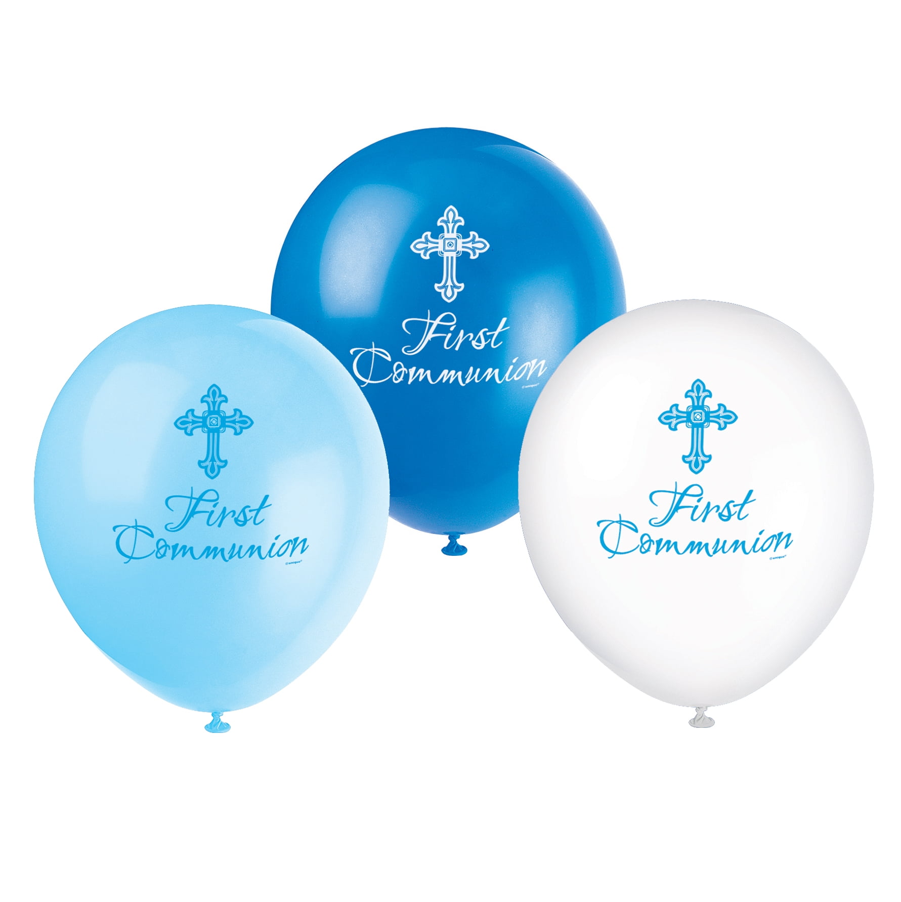Latex Boy First Communion Radiant Cross Balloons, 12in, Blue, 8ct ...