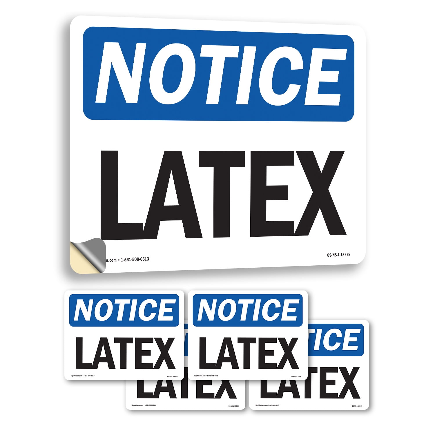 Latex OSHA Notice Vinyl Decal Label 5 Inch x 3.5 Inch - 5 Pack ...