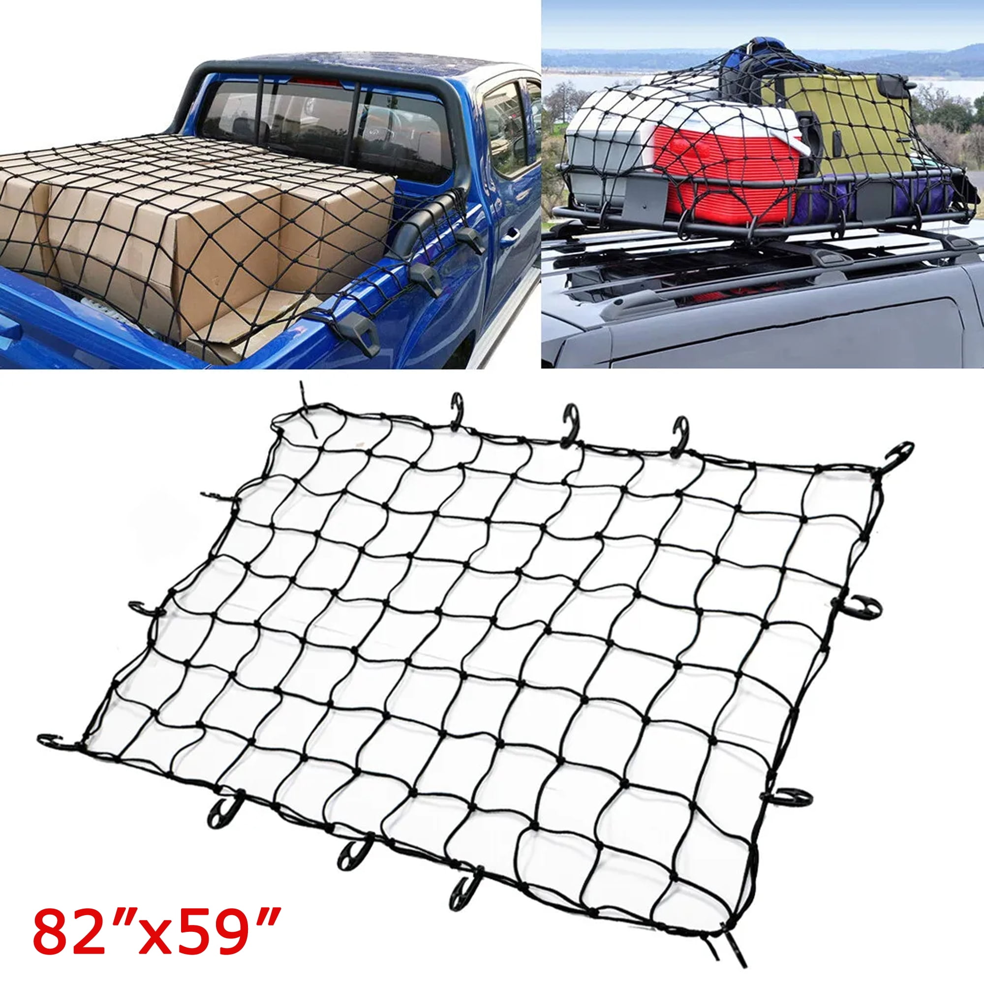 Latex Roof Rack Cargo Net Bungee Mesh 12 Hooks SUV Pickup Truck Bed ...
