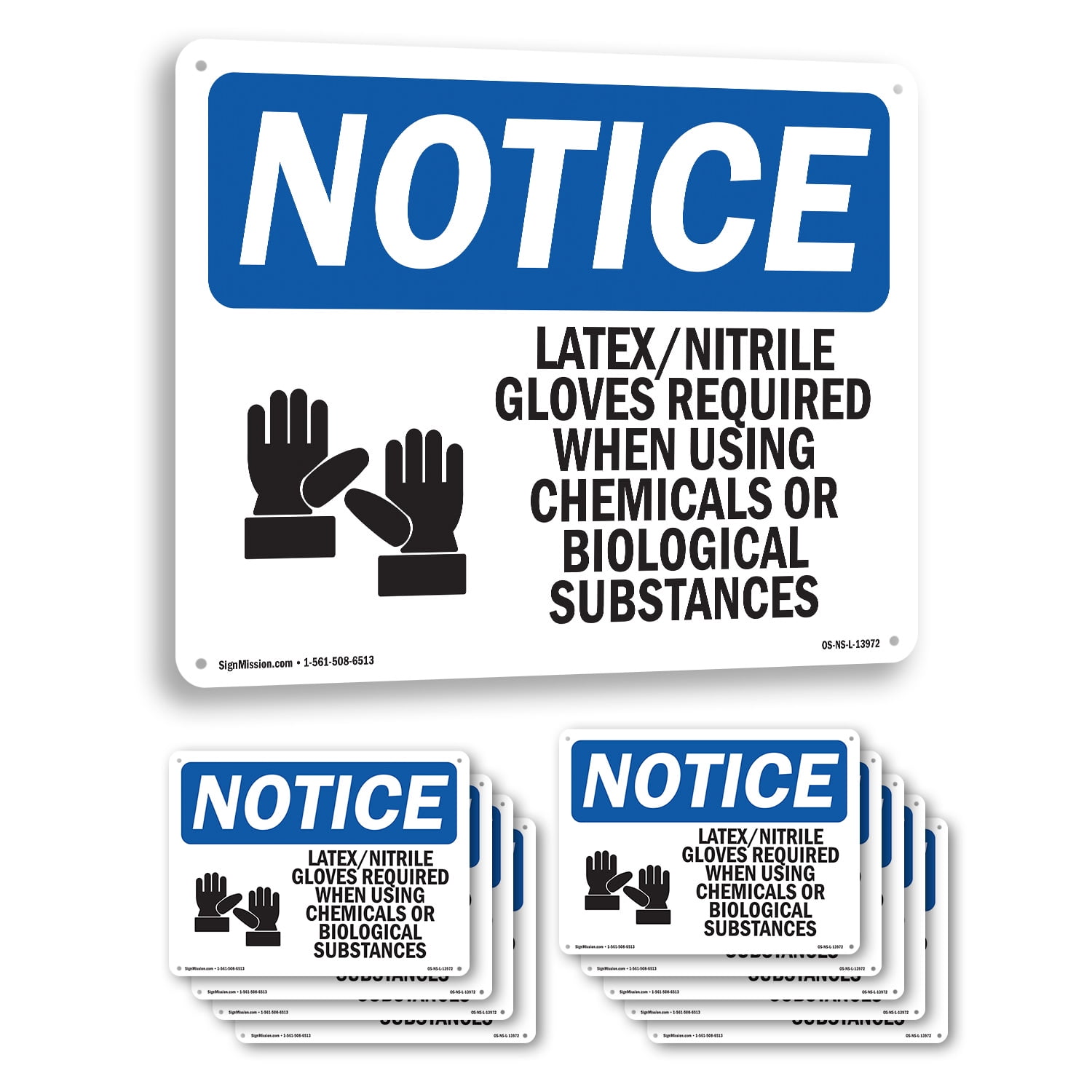 LatexNitrile Gloves Required OSHA Notice Rigid Plastic Sign 10 Inch x 7 ...