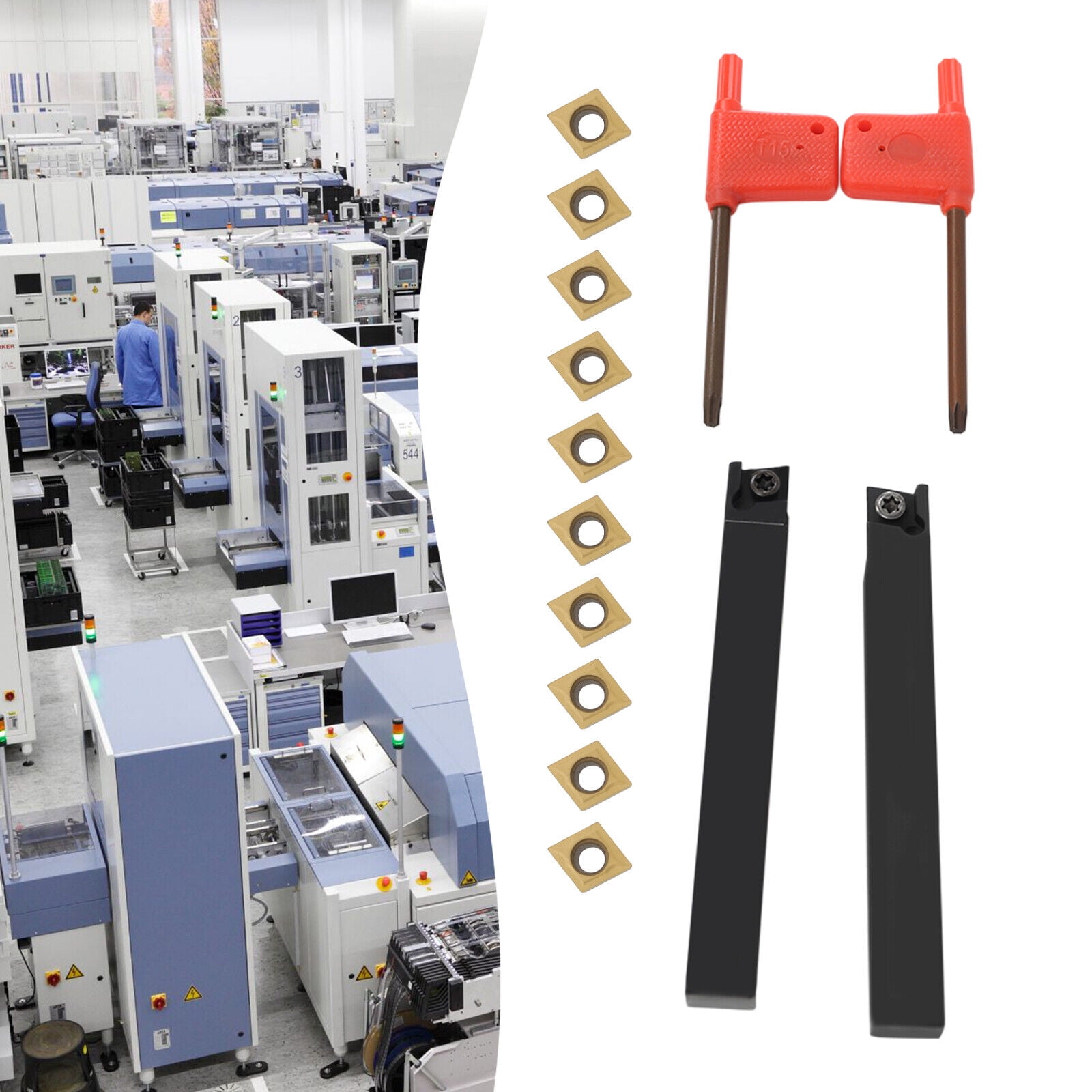 Lathe Carbide Inserts Tool & Holder Wrench Mini Lathe Set Turning ...