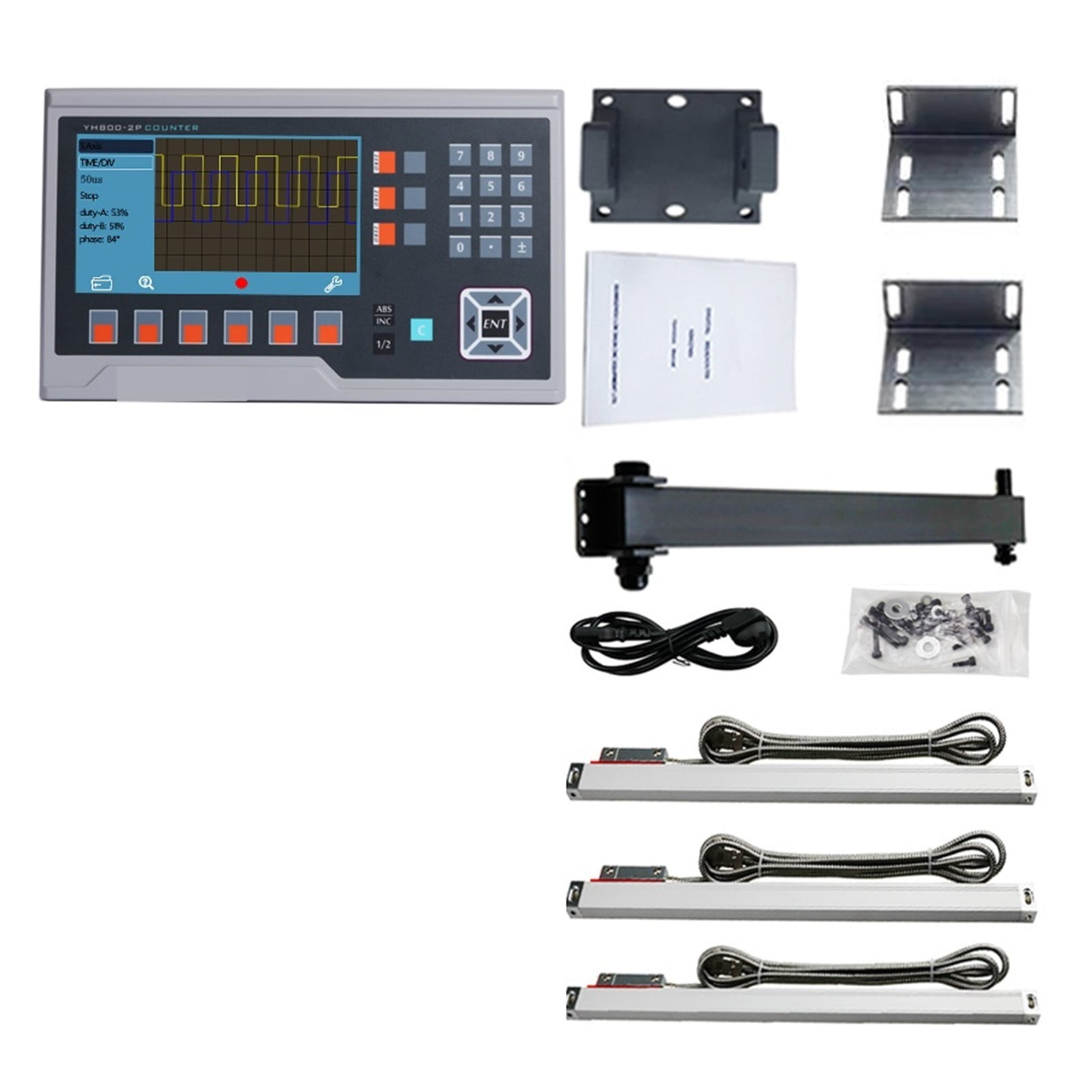 Lathe Linear Scale, Metal LCD Digital Readout Set DRO Display with 3 PCS Linear Scales Lines ...