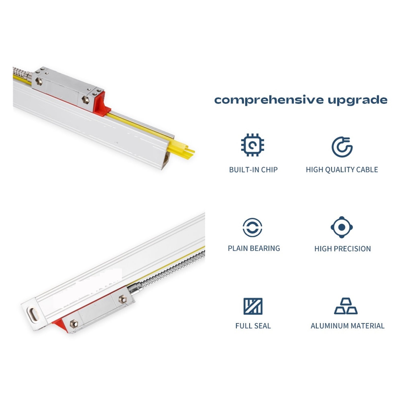Lathe Linear Scale, Lathe Linear Optical Ruler Line Linear Encoder Stroke Length 50 100 450 500 ...