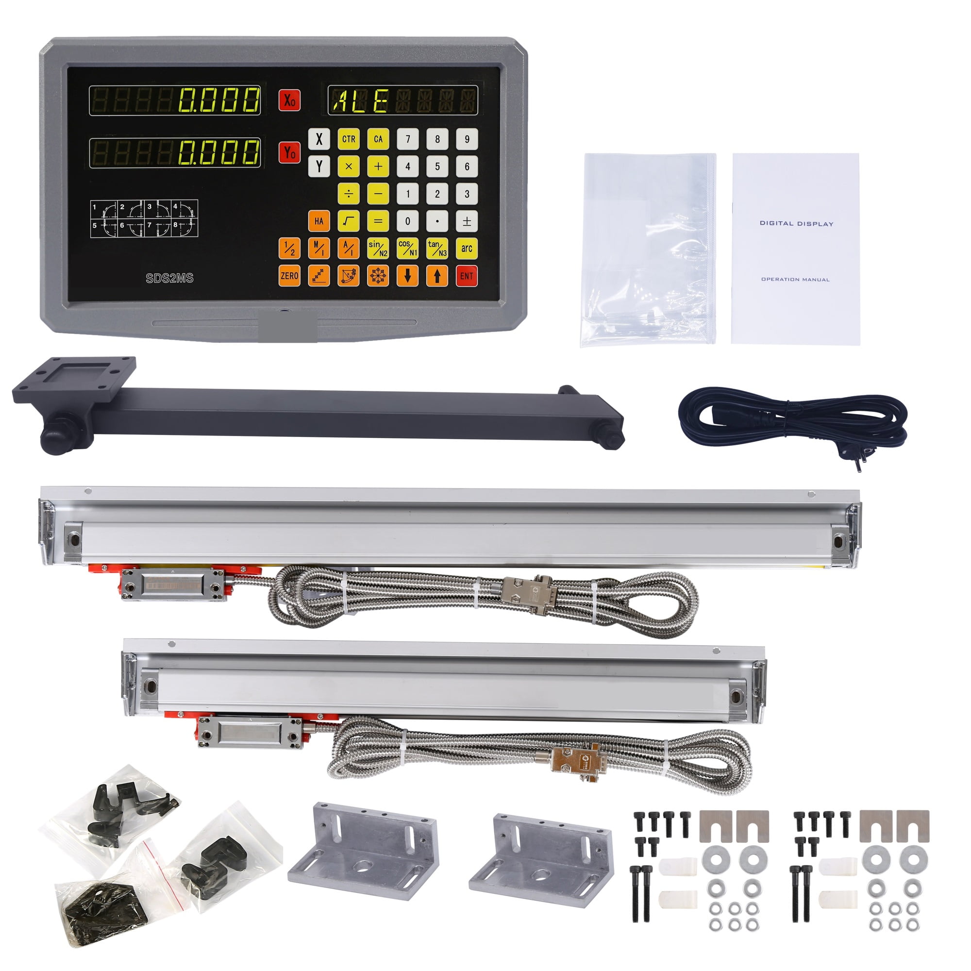 Lathe Linear Scale, SDS2MS Lathe Milling DRO Set 2 Axis Digital Readout KA300 Linear Scale TTL 0 ...