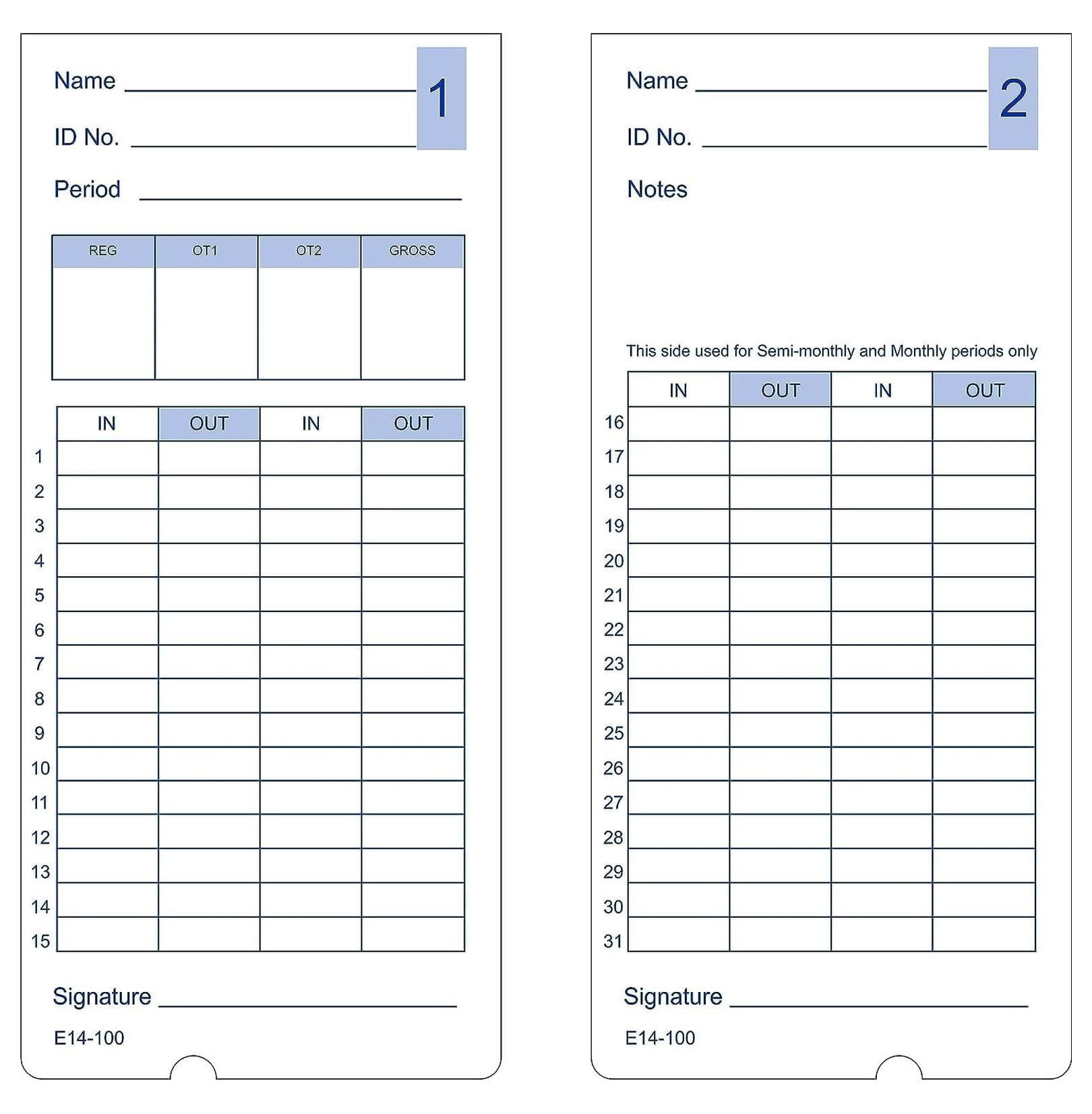 Lathem 400E Time Clock Cards - E14 Compatible Time Cards, 400 Count (4 ...