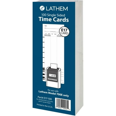 Lathem Time Cards, F/7000E, Numbered 1-100, 2-Sided, 3 3/8" x 9", White ...