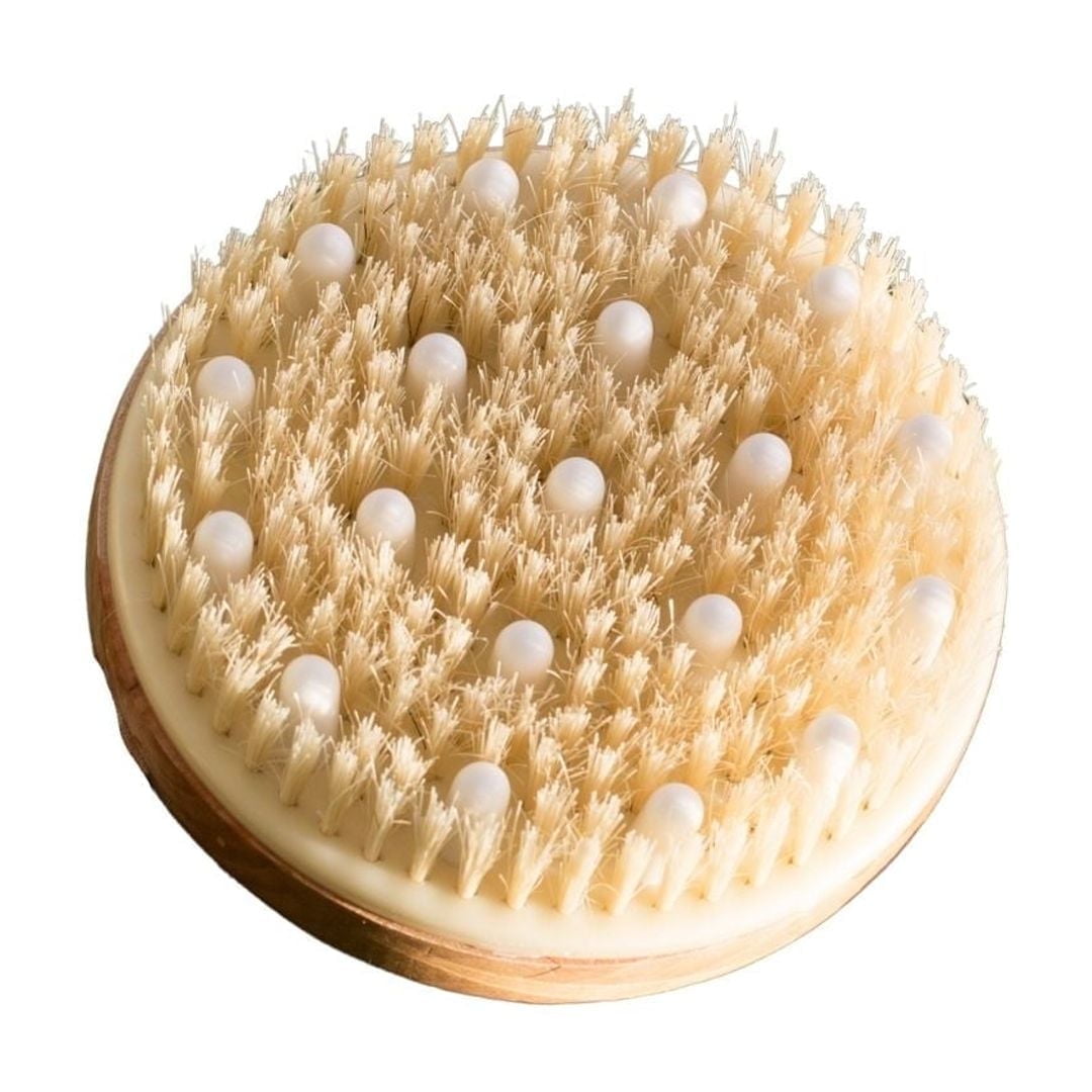 LatherGreen 2-In-1 Bristle Dry Body Brush & Massager, Custom Bamboo ...