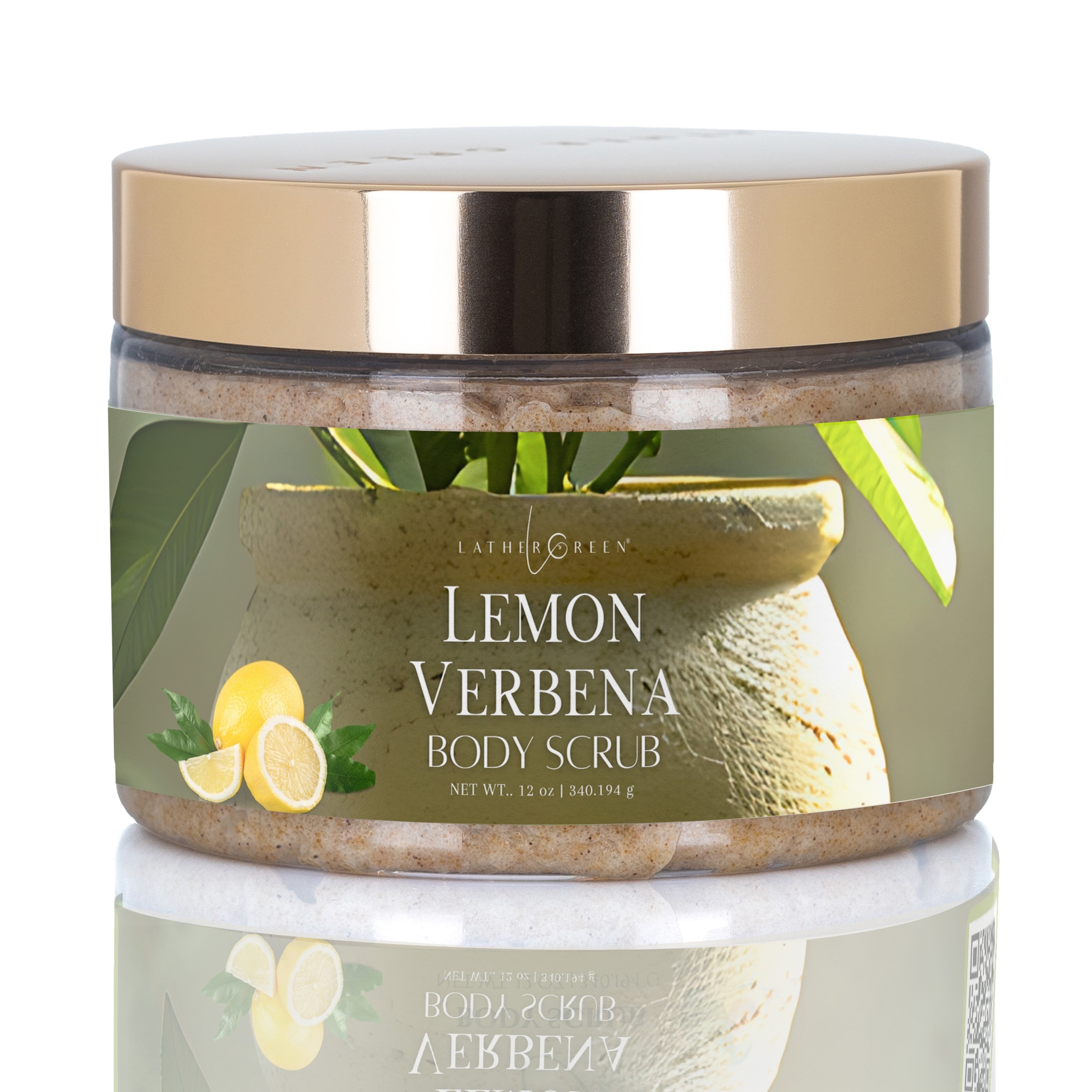 LatherGreen Lemon Verbena Natural Body Scrub – Hydrating Scrub for ...