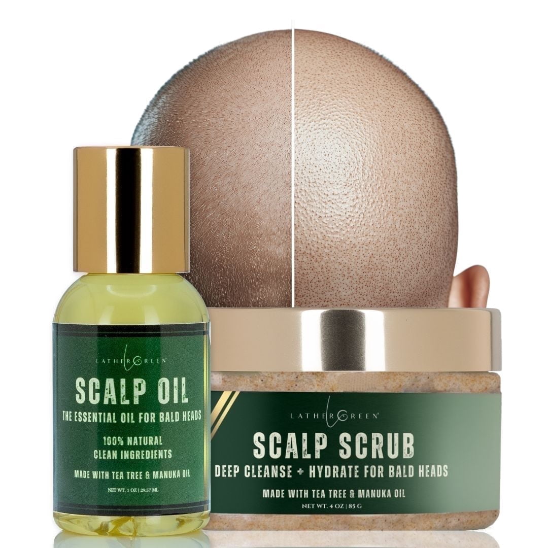 LatherGreen Scalp Care Duo – Oil 1 oz & Scrub 4 oz Combo for Bald Heads ...
