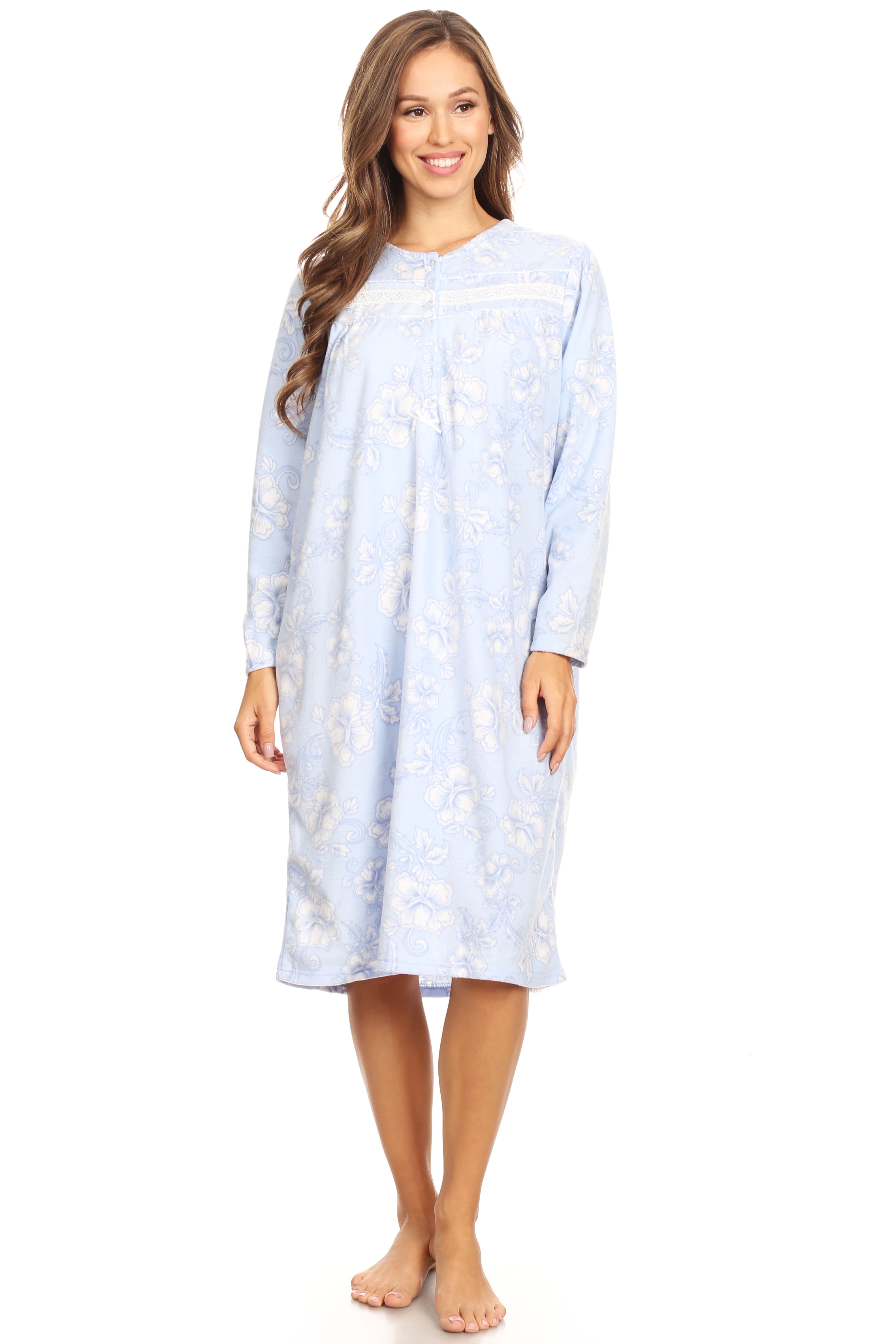 Lati Fashion Fleece Women Nightgown Sleepwear Pajamas Female Long ...