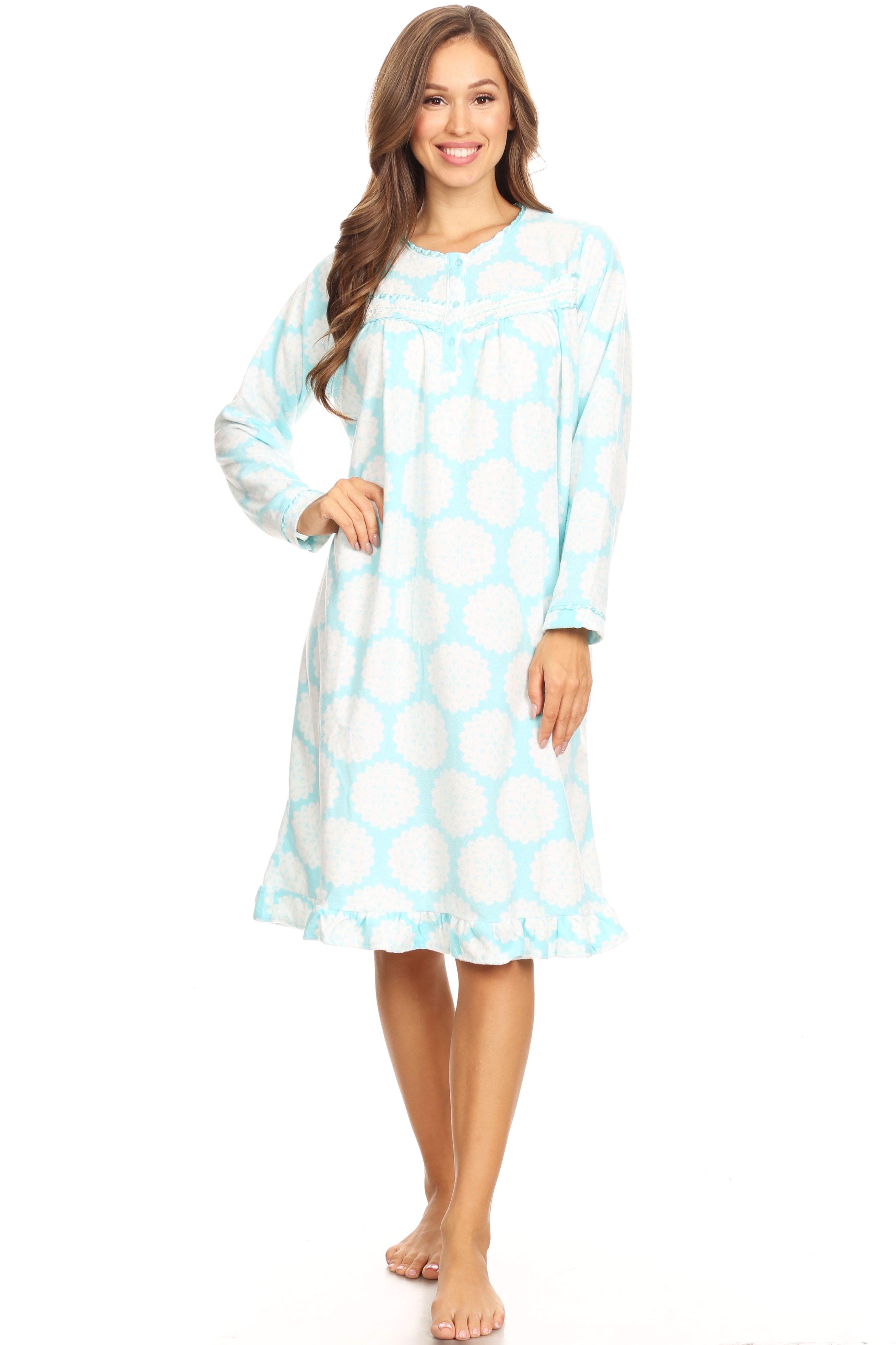 Lati Fashion Fleece Women Nightgown Sleepwear Pajamas Female Long ...