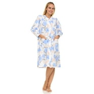 Dreamcrest Women’s Snap-Front House Coat Cotton Flannel Duster Robe ...
