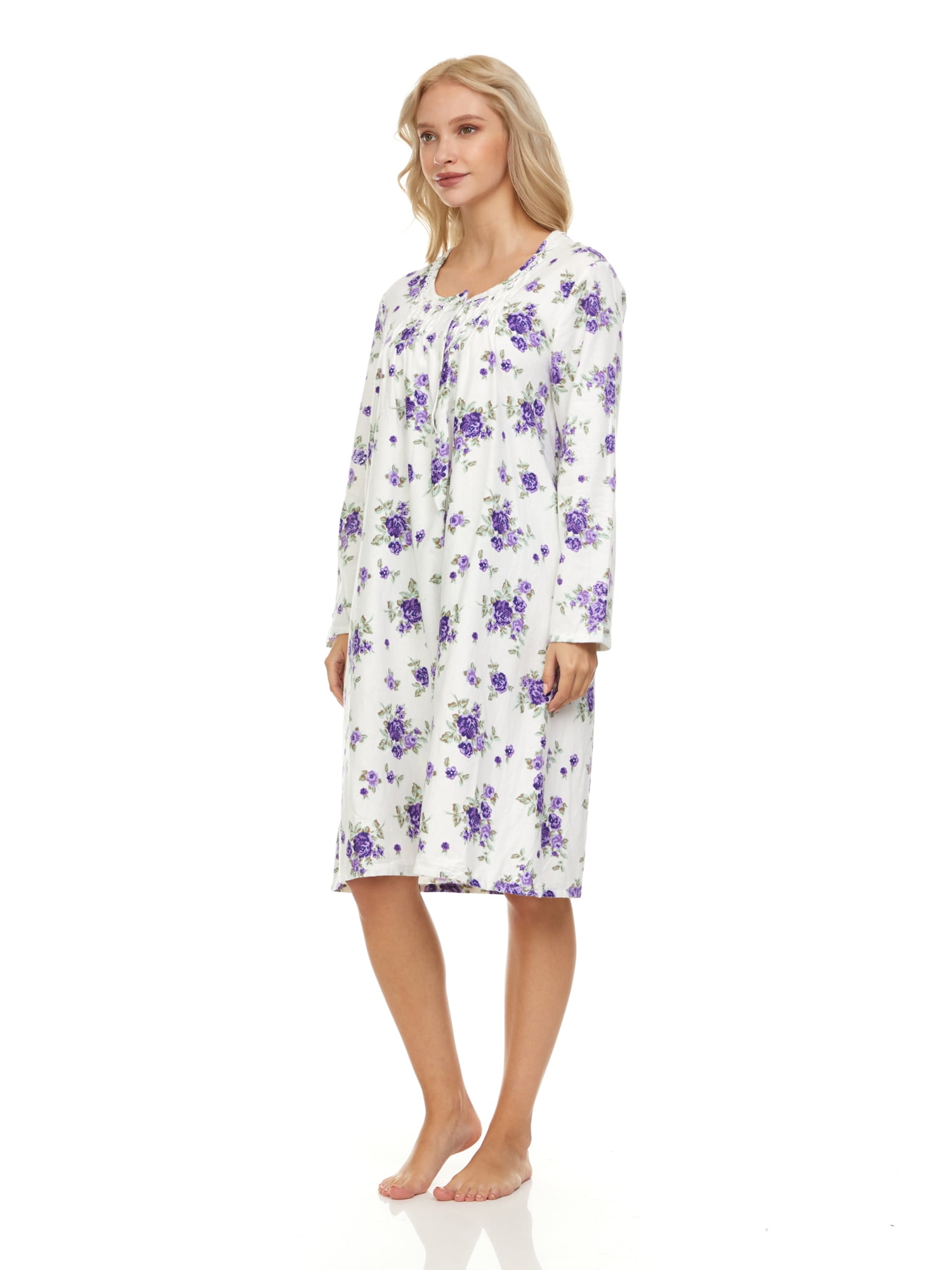 Lati Fashion Women Long Sleeve Nightgown, Regular and Plus Size ...