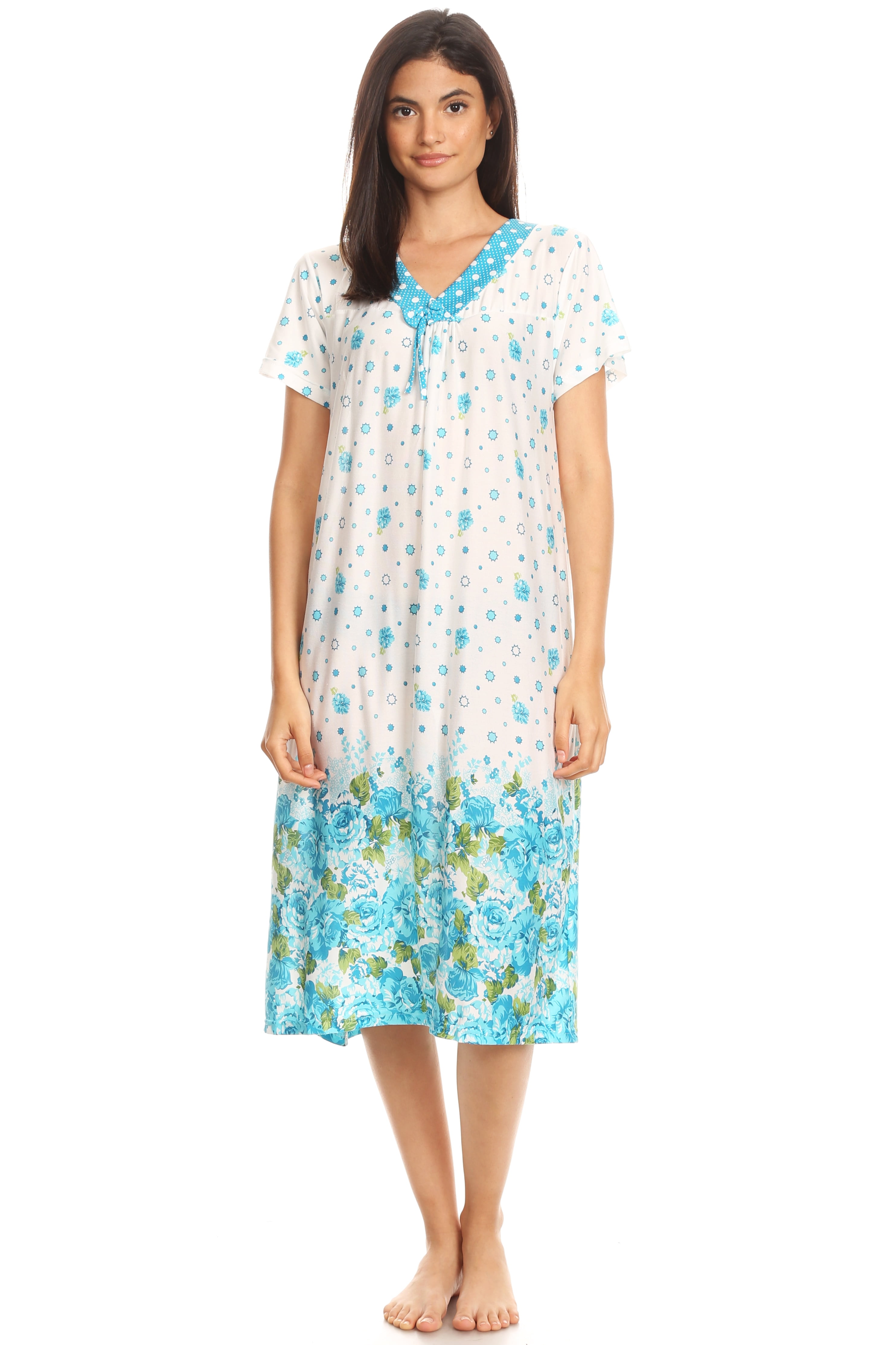 Lati Fashion Women Short Sleeve Floral Nightgown & Nightshirt, Regular ...