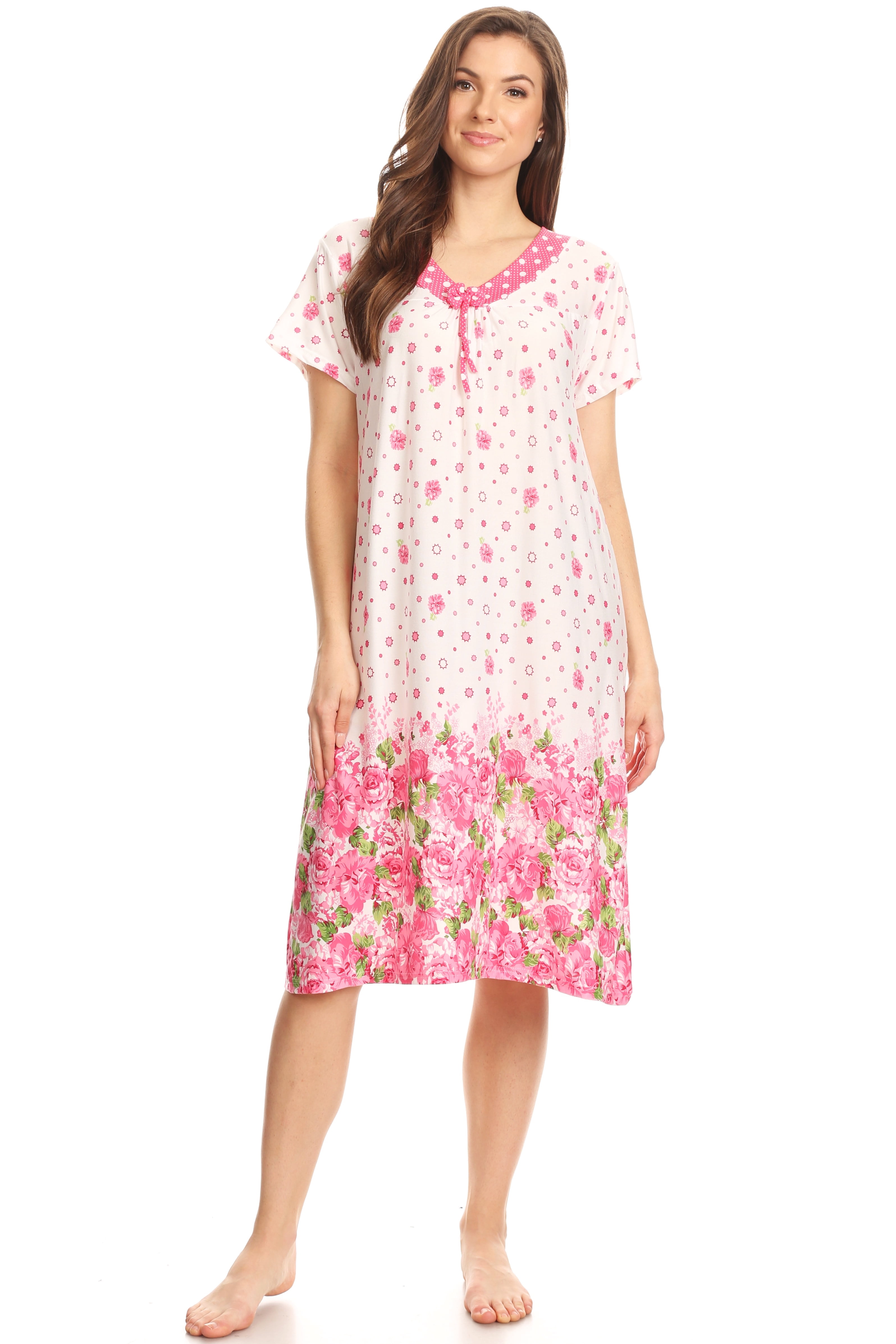 Lati Fashion Women Short Sleeve Floral Nightgown & Nightshirt, Regular ...