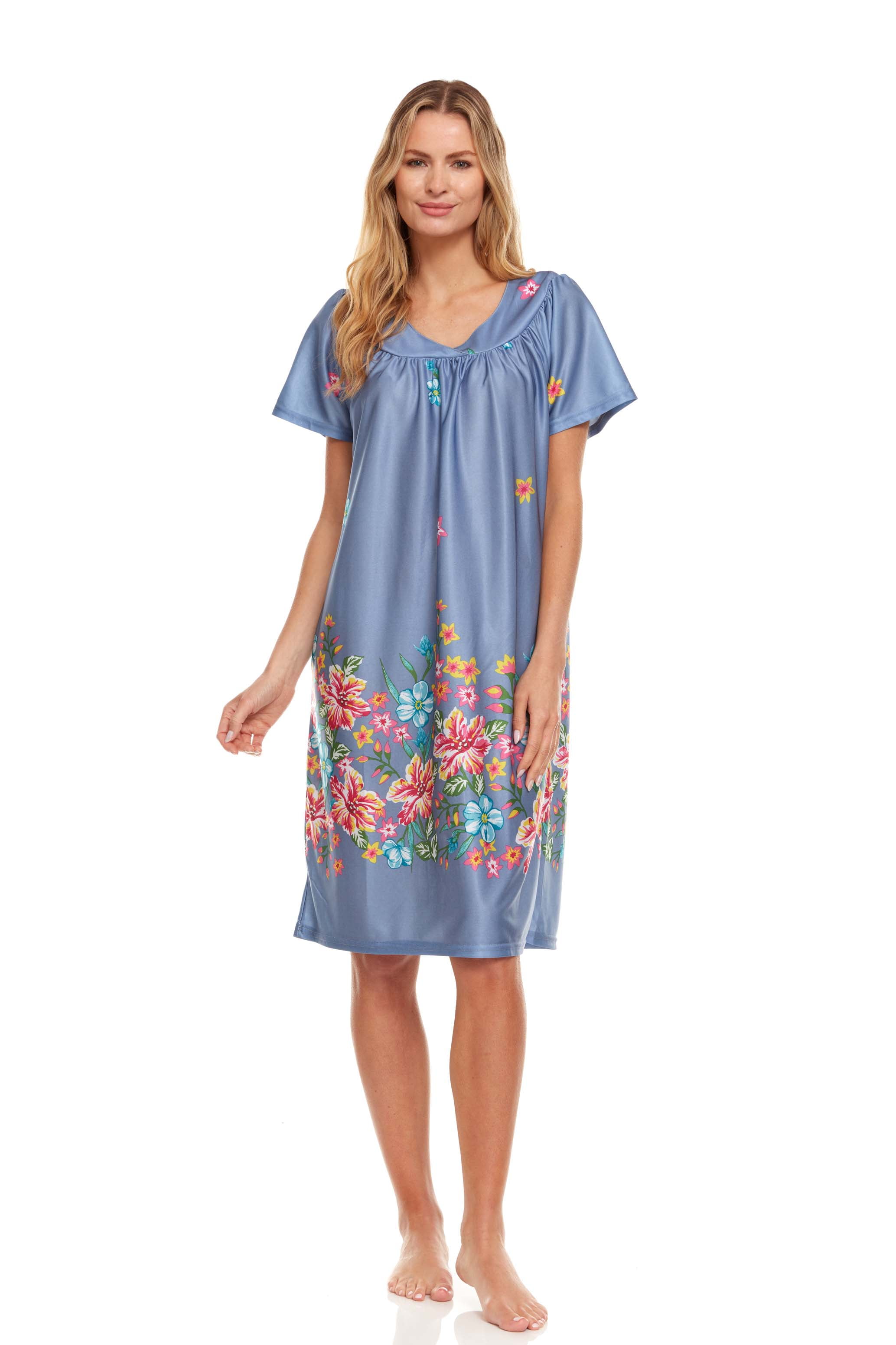 Lati Fashion Women Nightgown, Lightweight Polyester Satin Sleep Dress ...